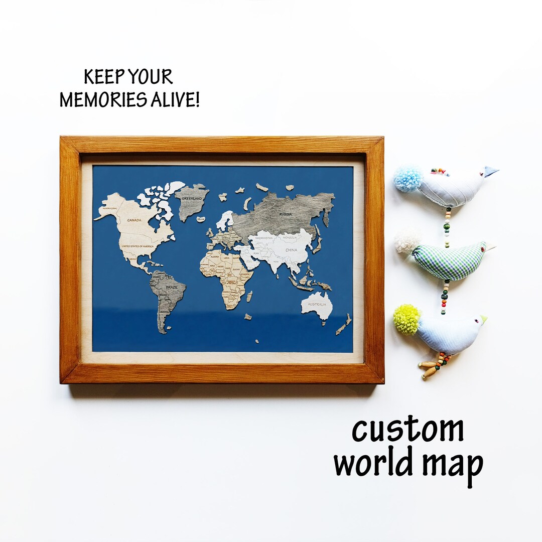 World Map Wall Decor | Wood and Epoxy World Map - Handcrafted Wall ...