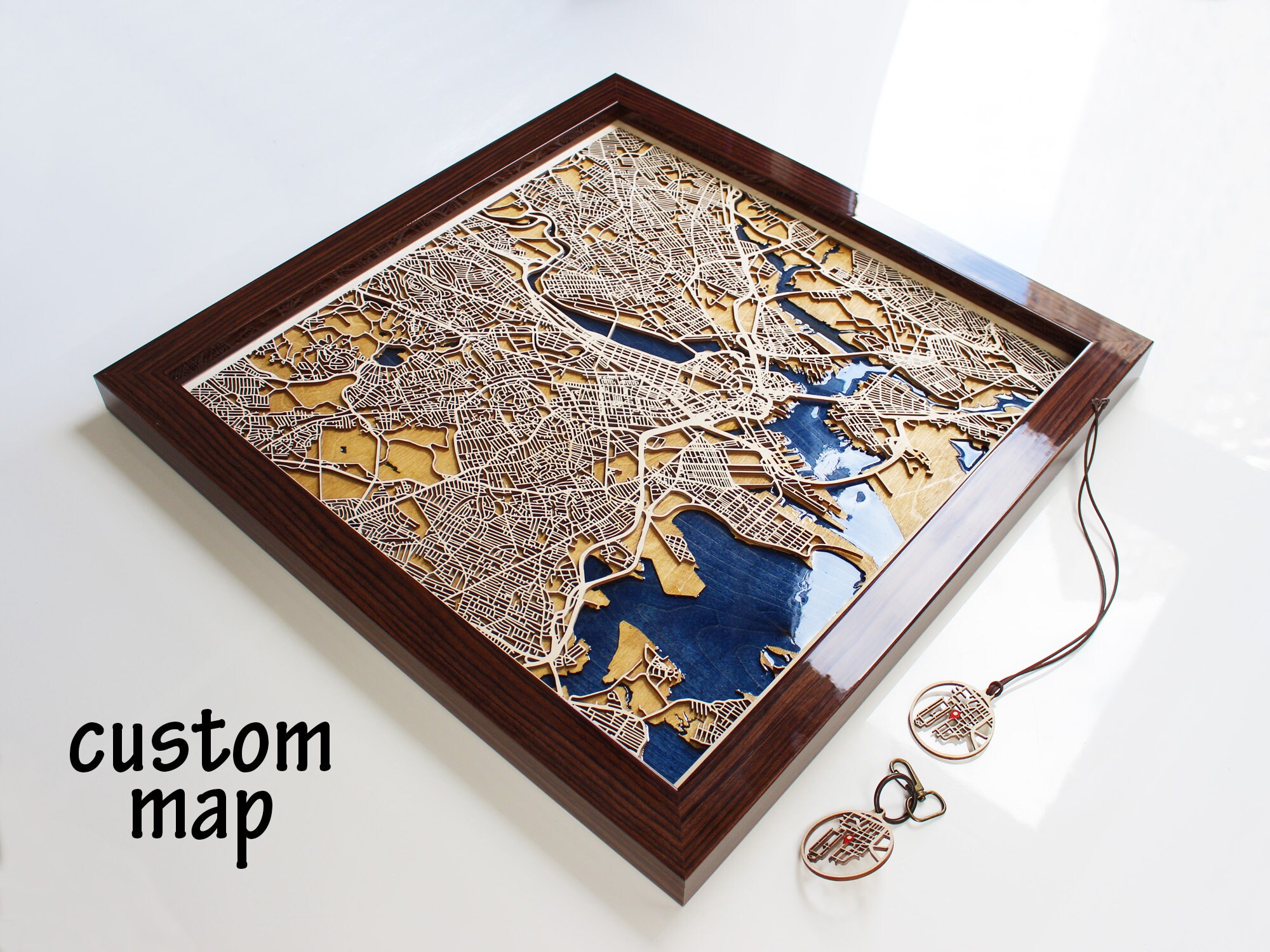 CUSTOM Wooden City Map Wood and Epoxy Map Where We Met Map - Etsy