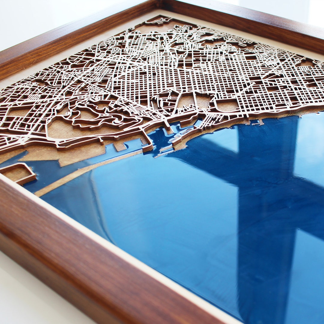 Custom Wooden City Map | Wood and Epoxy Resin Map Art - Etsy