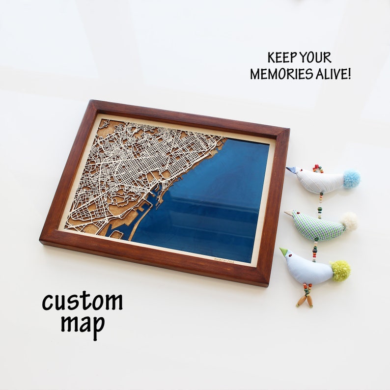 Custom Wooden City Map Wood and Epoxy Resin Map Art - Etsy