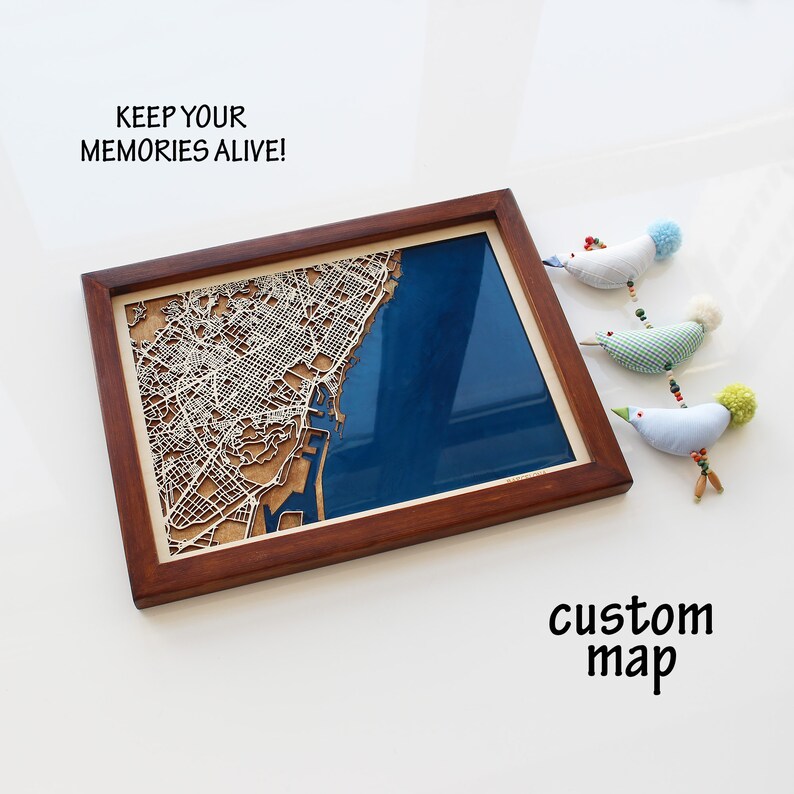 Custom Wooden City Map Wood and Epoxy Resin Map Art - Etsy