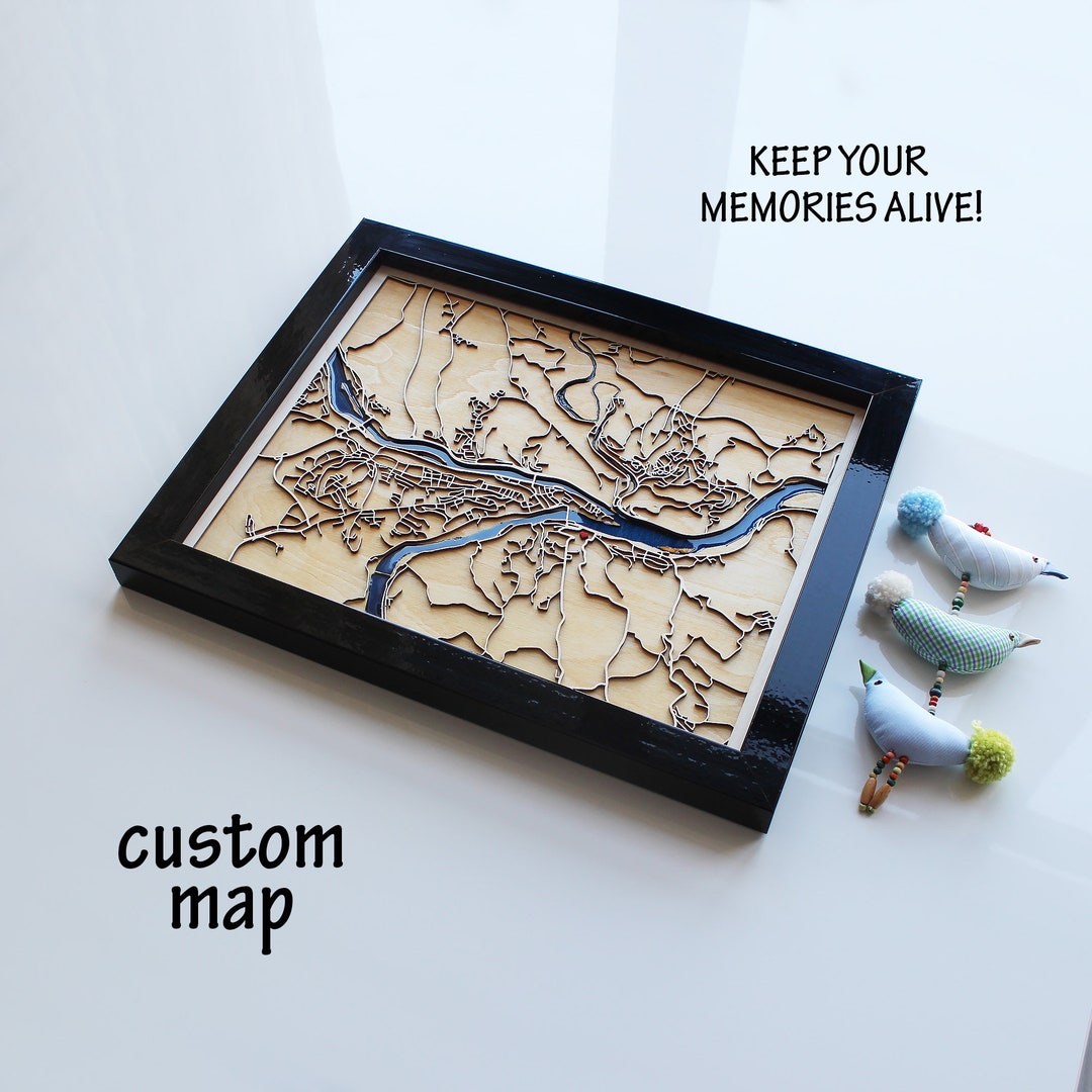 Passau Germany Wood Map: Epoxy Resin City Art - Etsy