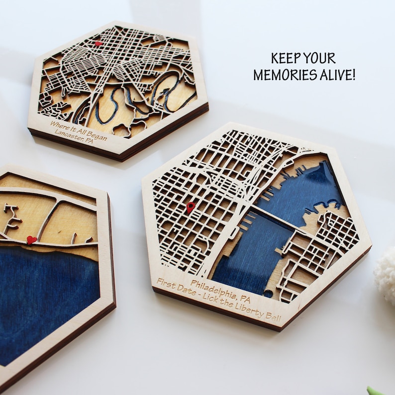 Philadelphia Wooden City Map, Custom Map Combines, Wood and Epoxy Resin ...