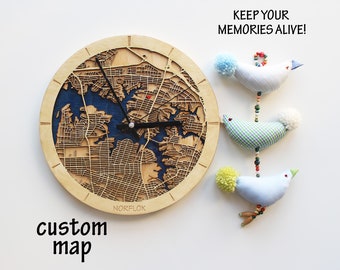 3D Wooden Map Clocks 11.5” X 11.5” - Etsy