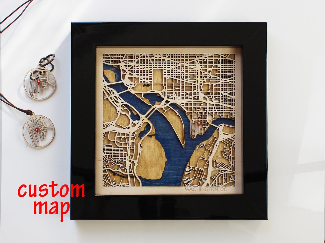 Washington DC Wooden City Map: 3D Laser Cut Minimalist Wall Art - Etsy