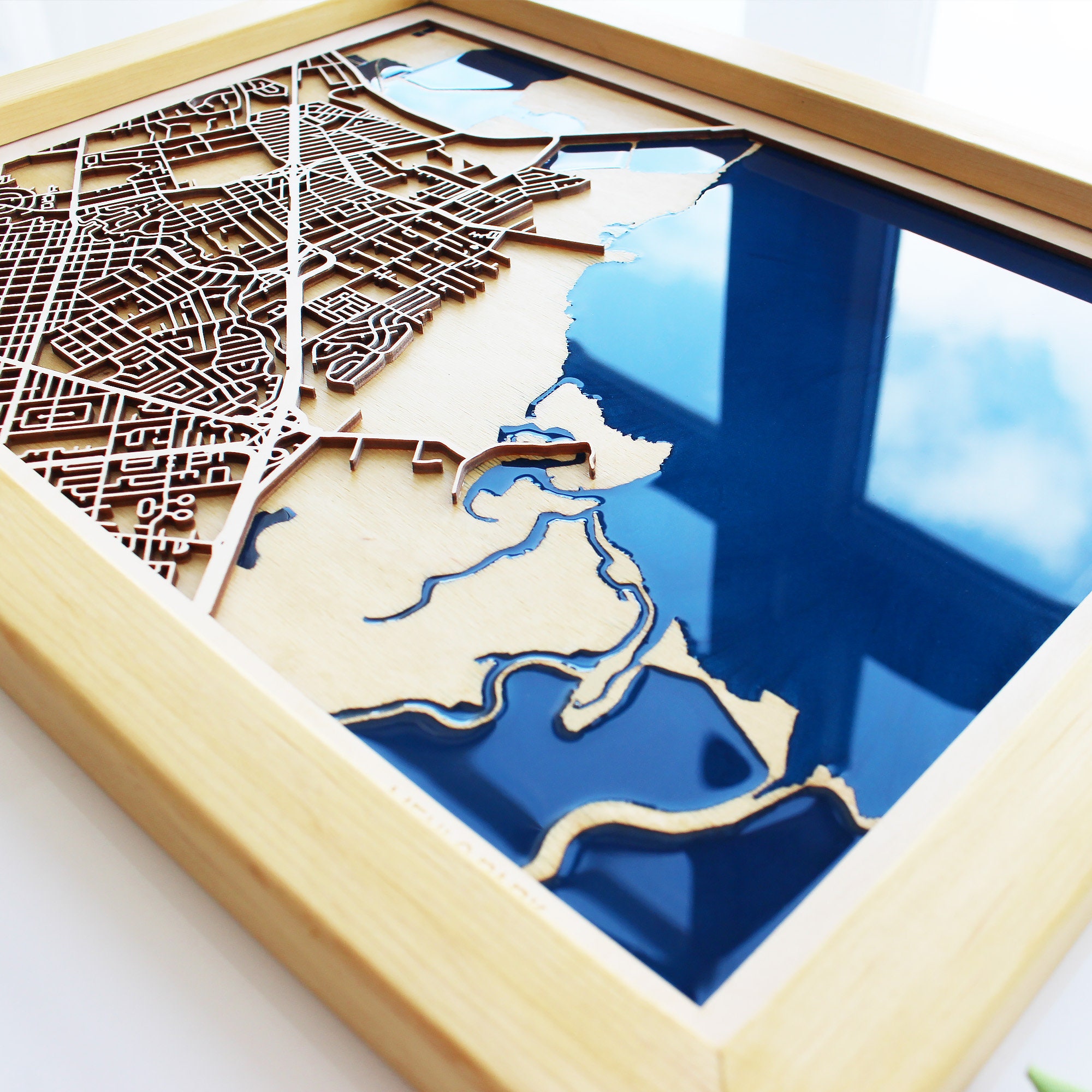 Barcelona Wooden City Map Wood and Epoxy Resin Map Art - Etsy