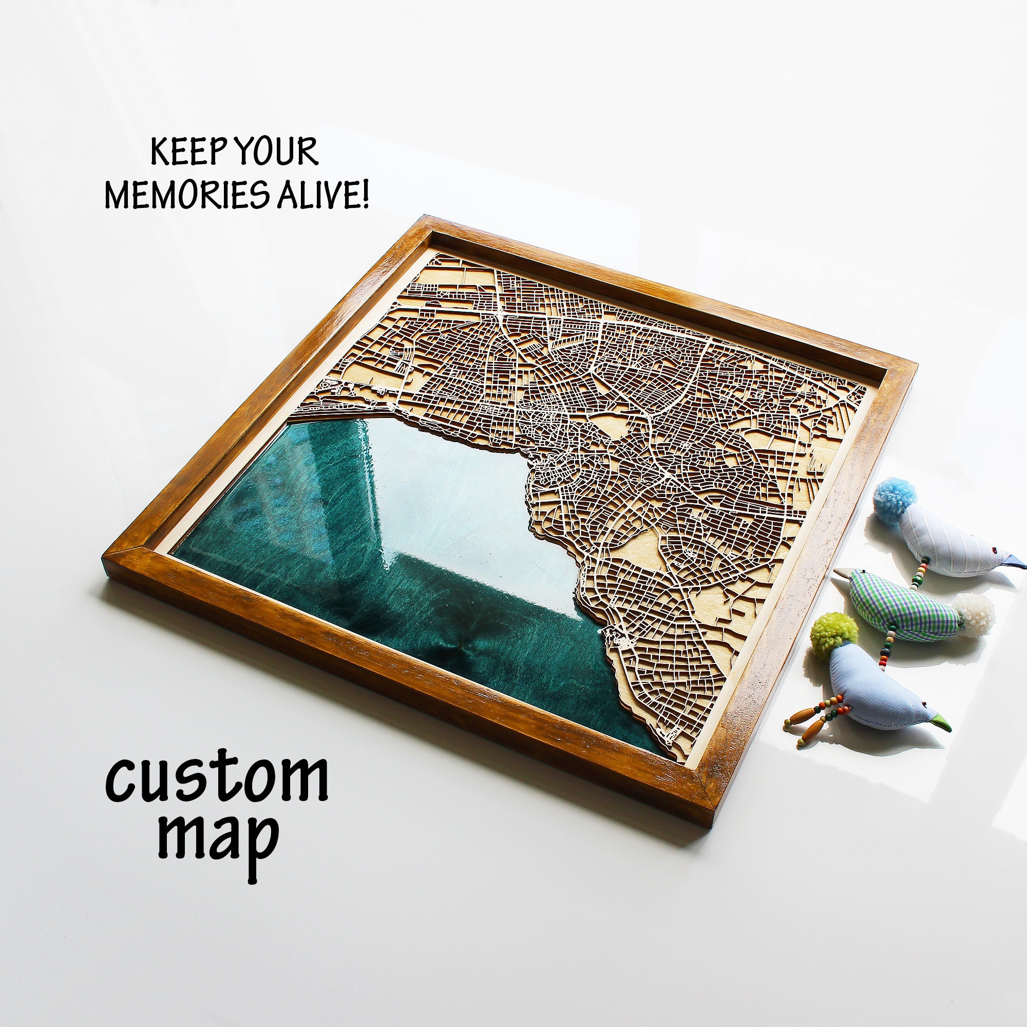 Any City Wood Map Wood and Epoxy Resin Map Art - Etsy