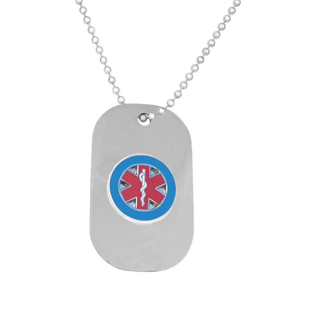 Medical Alert. Diabetic Symbol Silver Finish Metal Dog Tag Pendant on ...