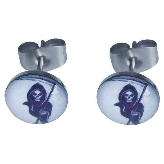 The Grim Reaper 8mm Stud Earrings | Etsy