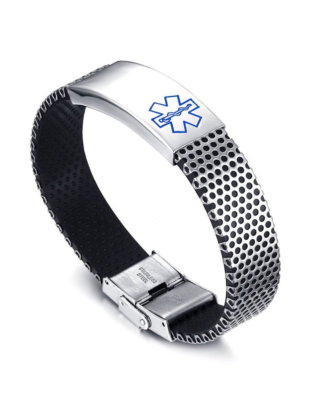 Stainless Steel Diabetic Blue Medical Alert Bracelet. Unisex - Etsy UK