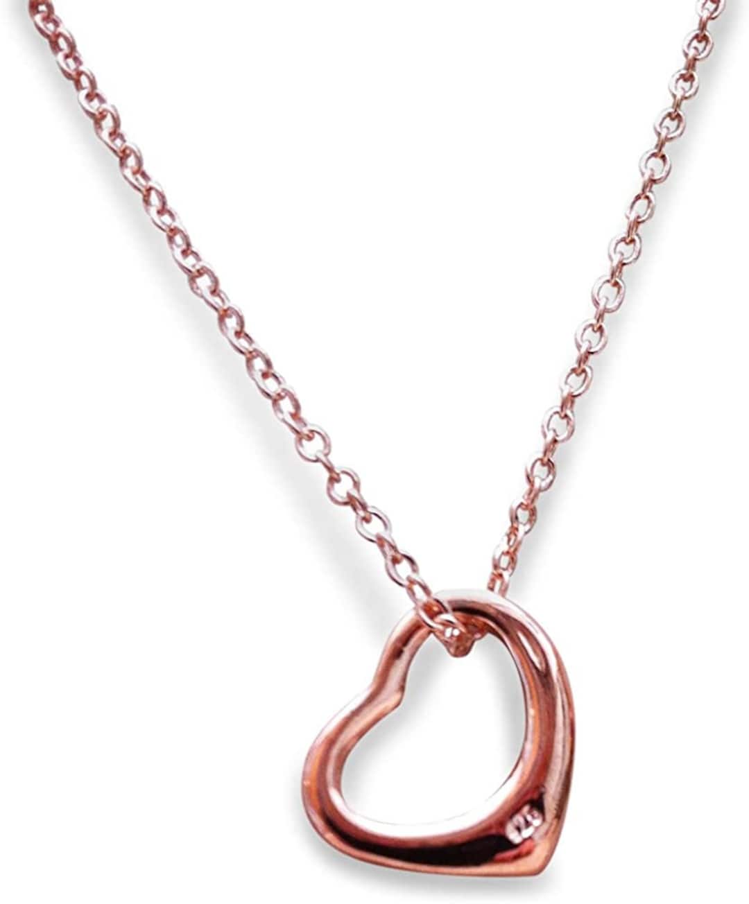 925 Rose Gold Floating Heart Pendant Necklace - Etsy