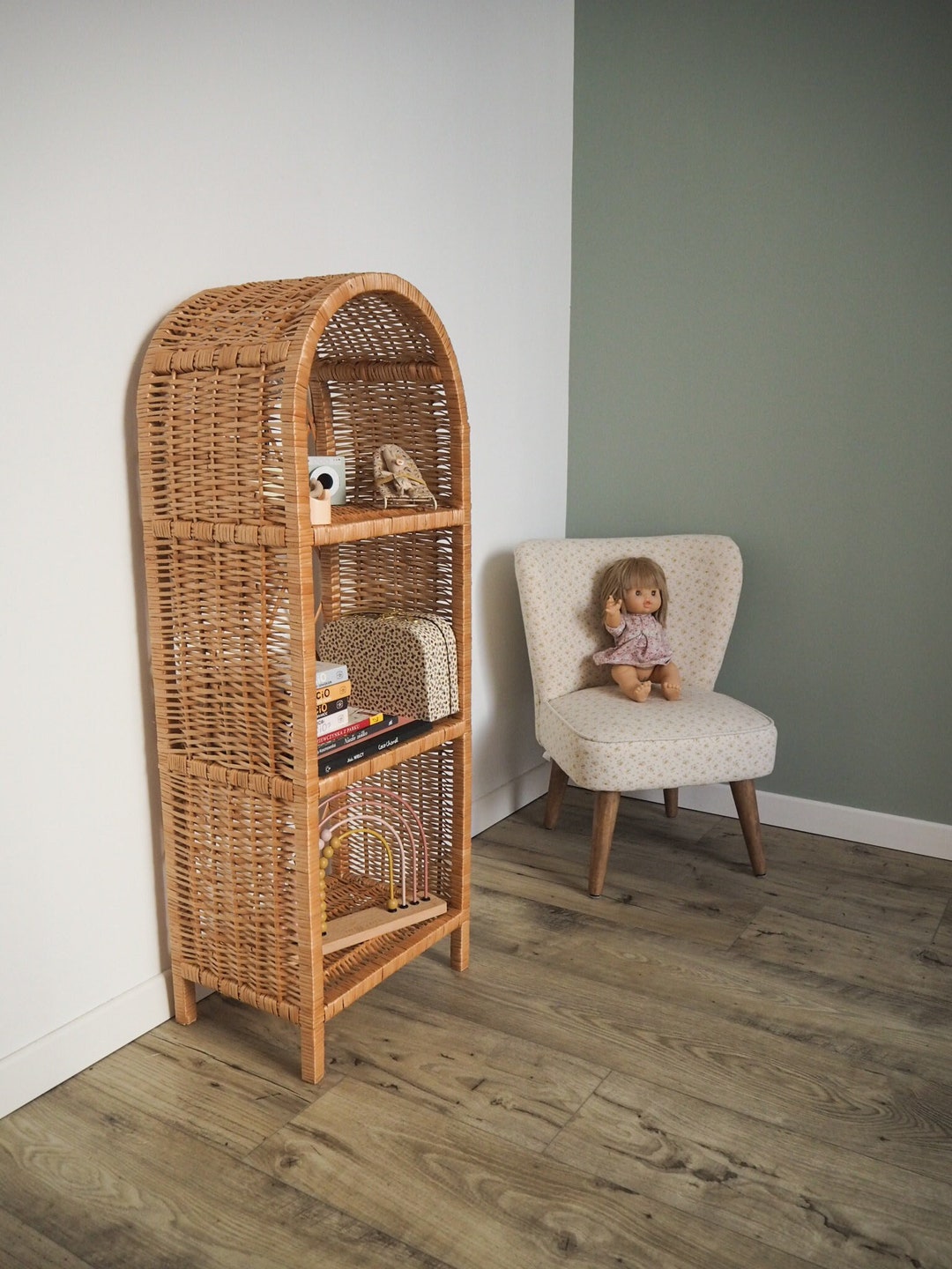 Wicker Bookshelf, Wicker Shelf, Rattan Shelf, Window Plant Shelf ...