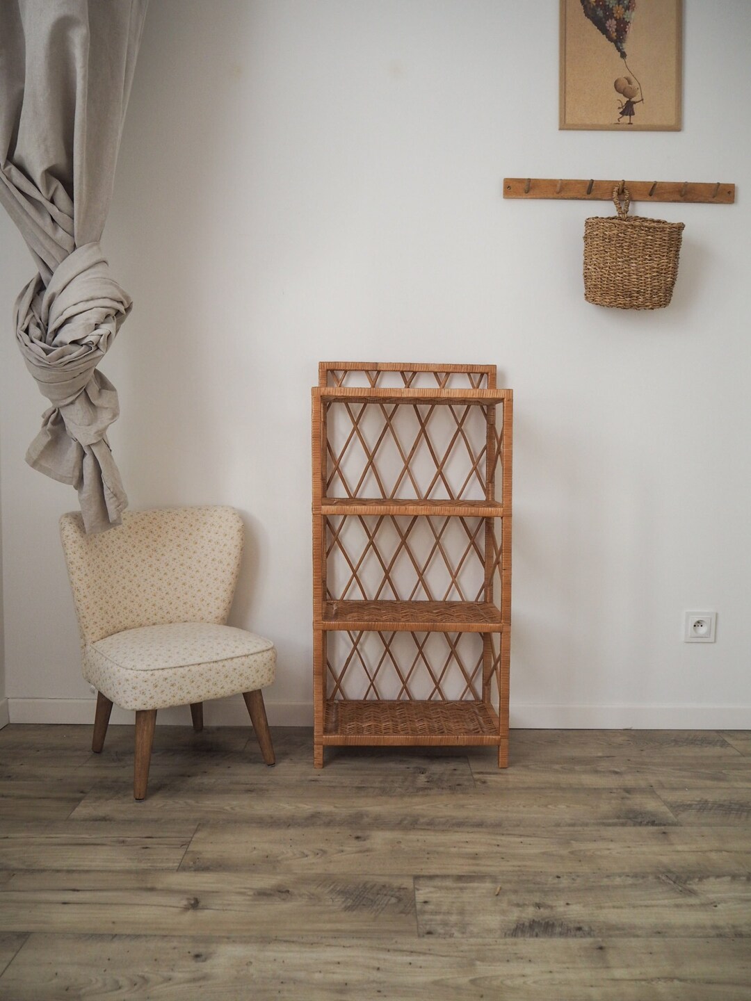 Wicker Bookshelf, Wicker Shelf, Rattan Shelf, Window Plant Shelf ...