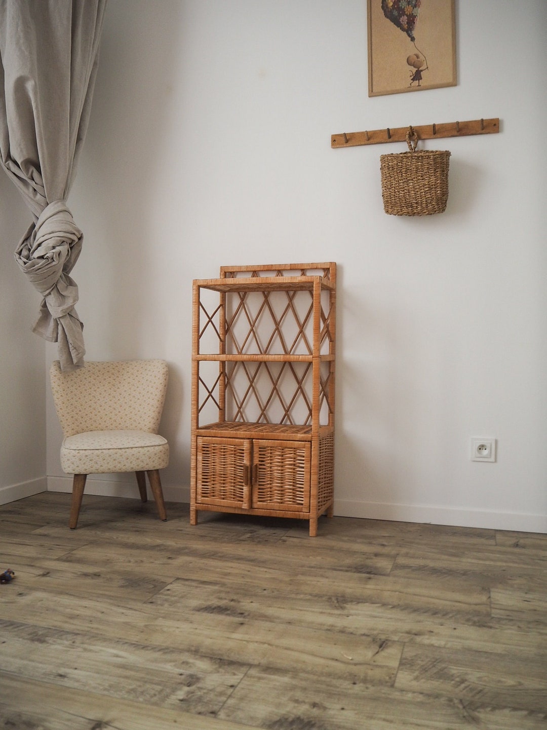 Wicker Bookshelf, Wicker Shelf, Rattan Shelf, Window Plant Shelf ...