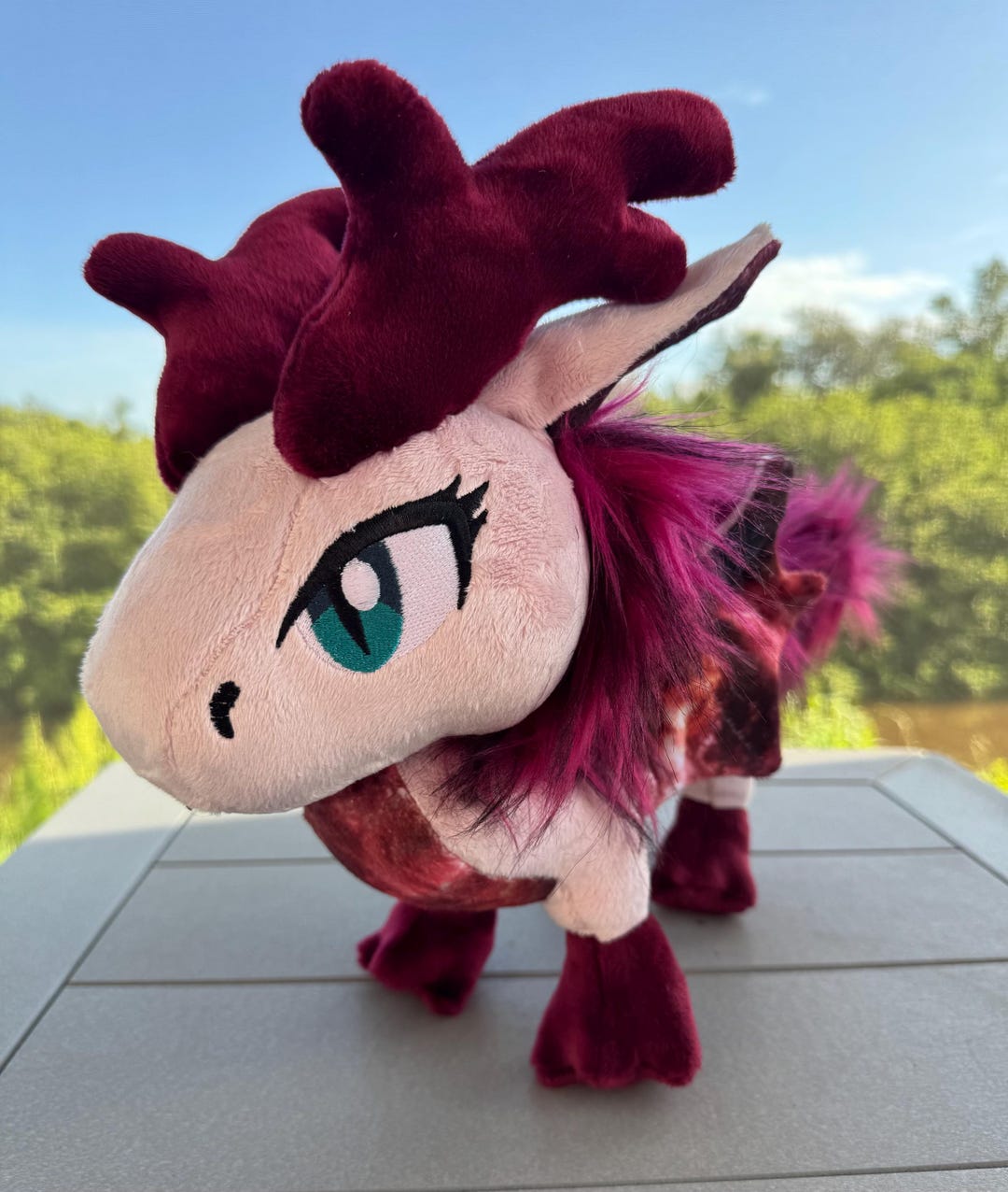 Burgundy and Pink Long Dragon Plush - Etsy