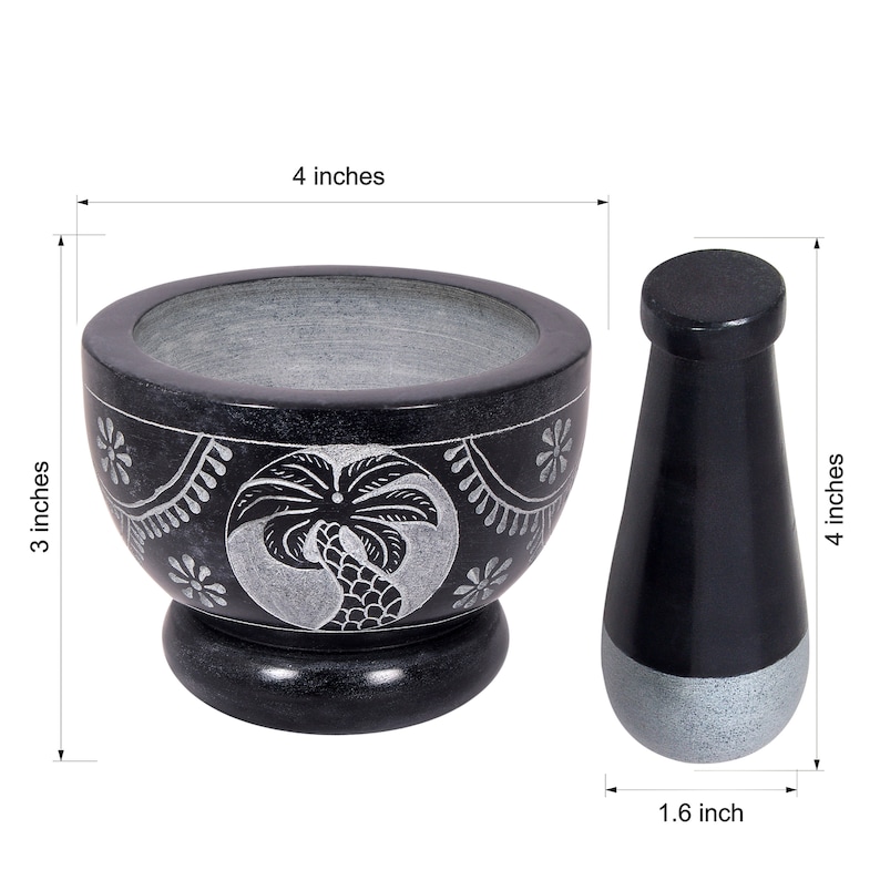 Mortar and Pestle, Made of Heavy Duty Polished Hard Stone, Natural ...