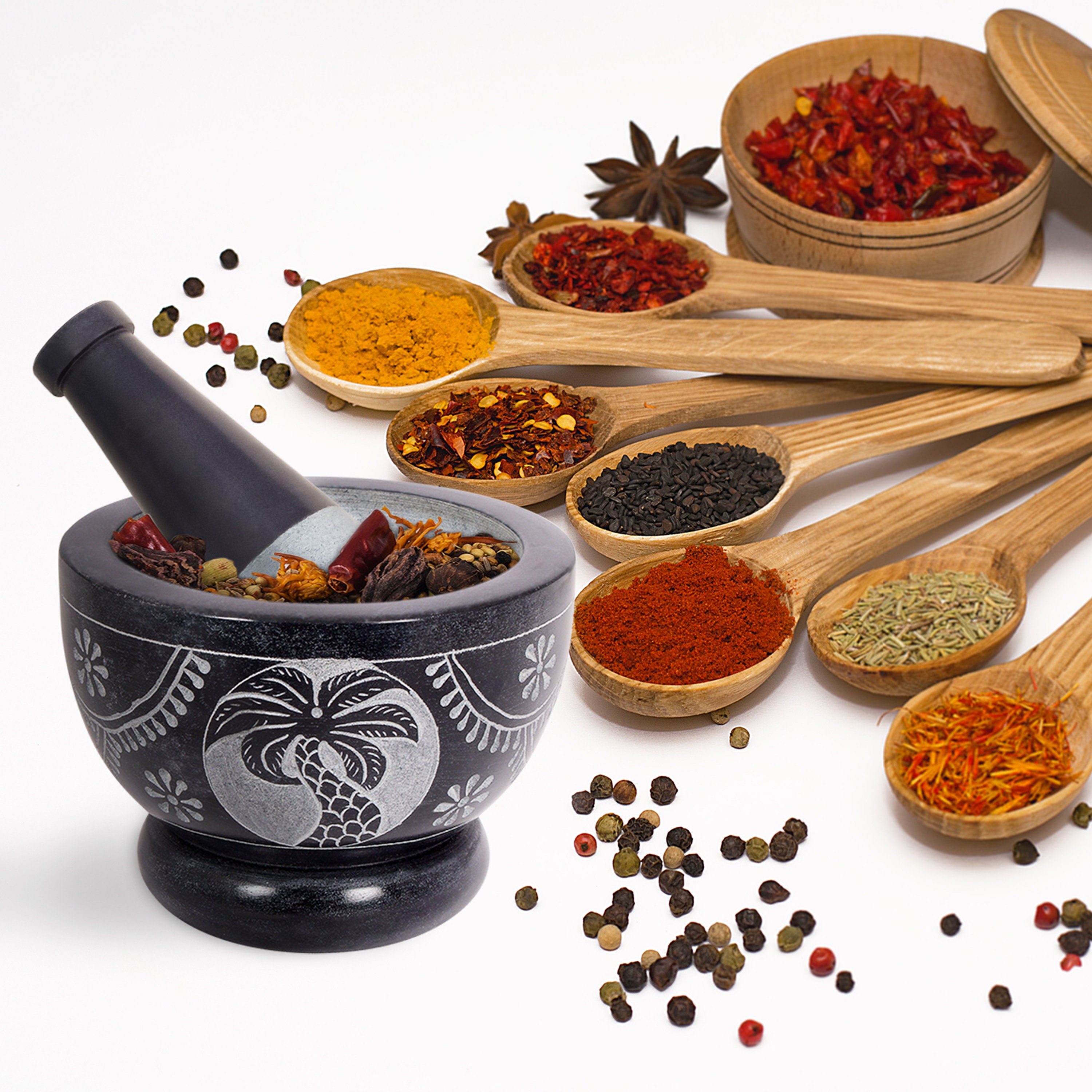 Mortar and Pestle, Made of Heavy Duty Polished Hard Stone, Natural ...