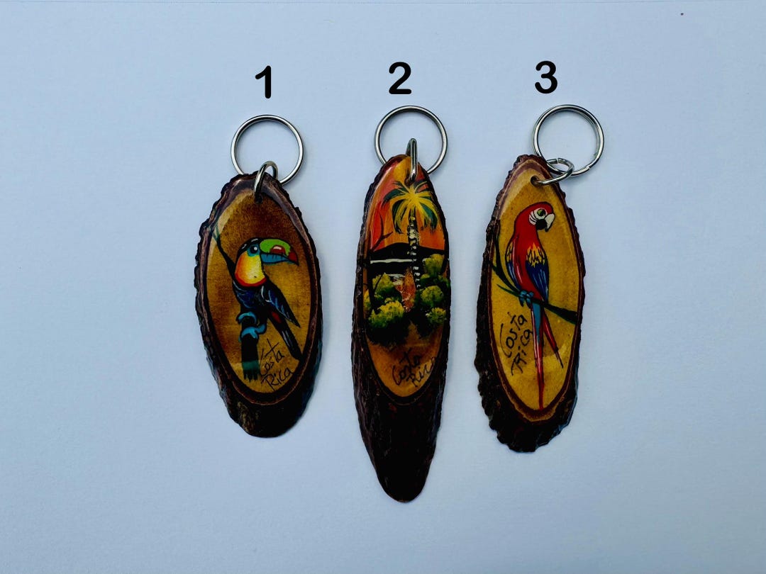 Costa Rica Handpainted Wooden Keychains – Tropical Souvenir Gifts ...