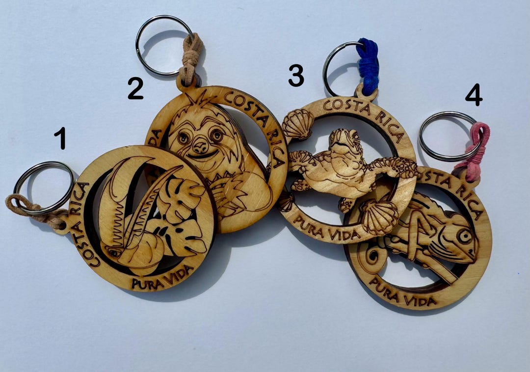 Costa Rica Wooden Keychain | Tropical Souvenir Gift | Pura Vida Travel ...