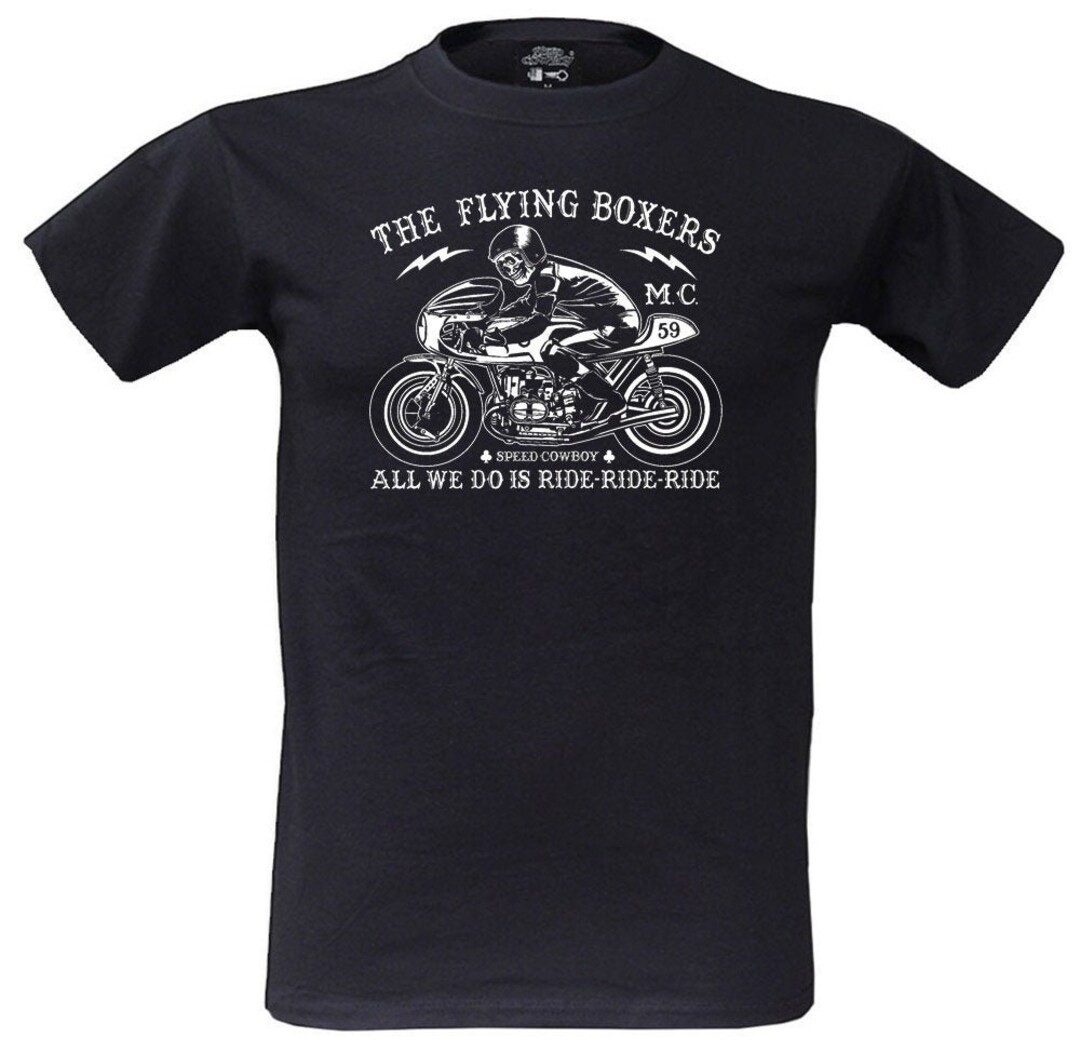 T-shirt Cafe Racer Boxermotor Riders Vintage Styled Print on the Front ...