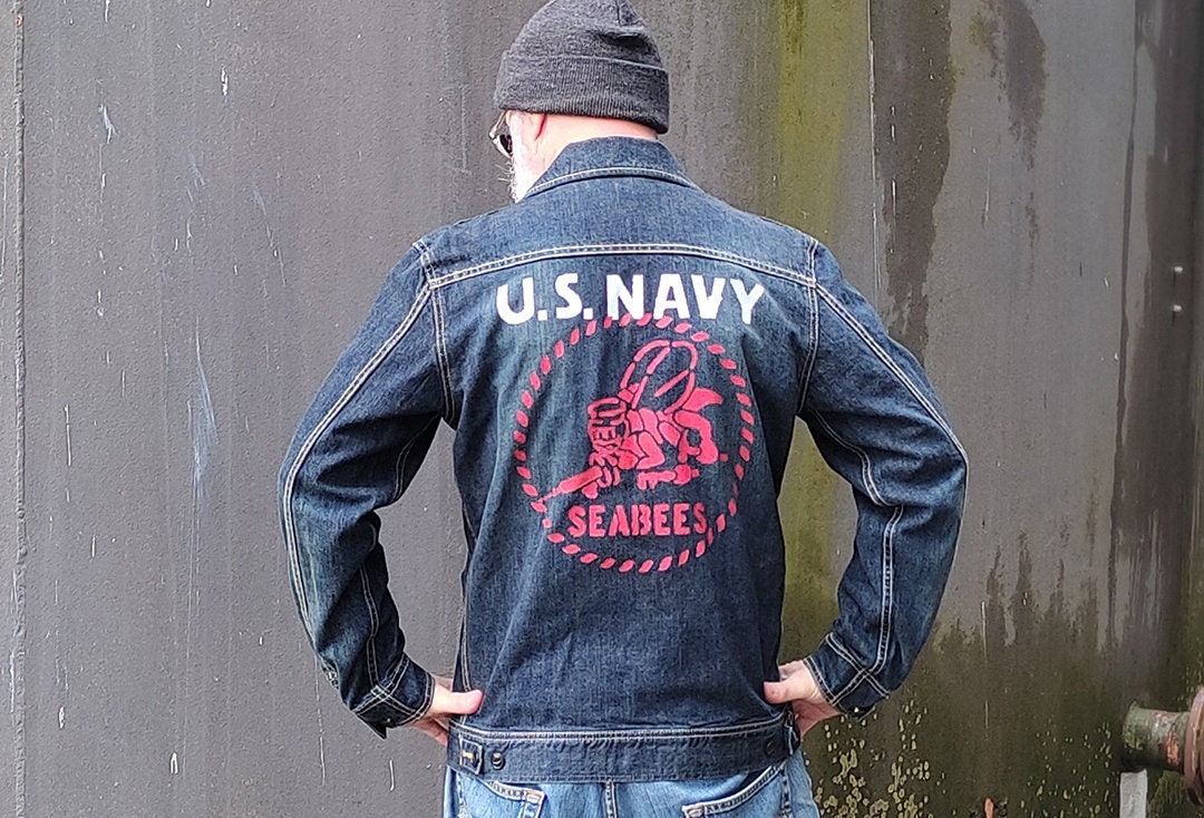 Handprinted Navy Denim Jacket From Dickies With Custom Prints on the ...