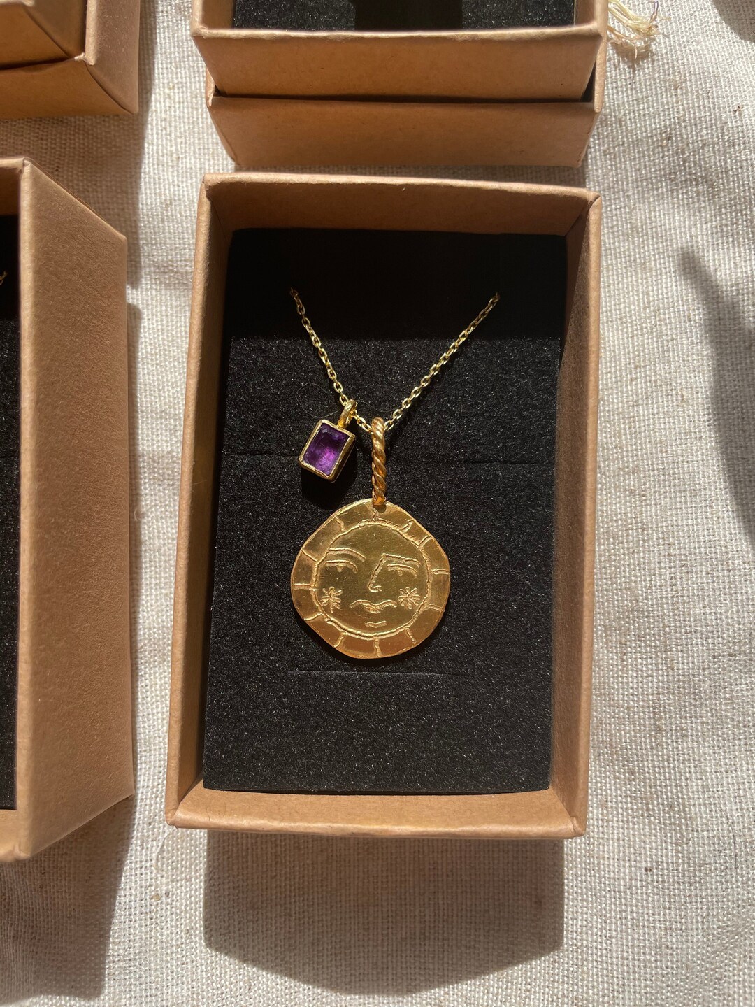 24k Gold Plated Sun Face Medallion Solar Gold Plated Necklace - Etsy