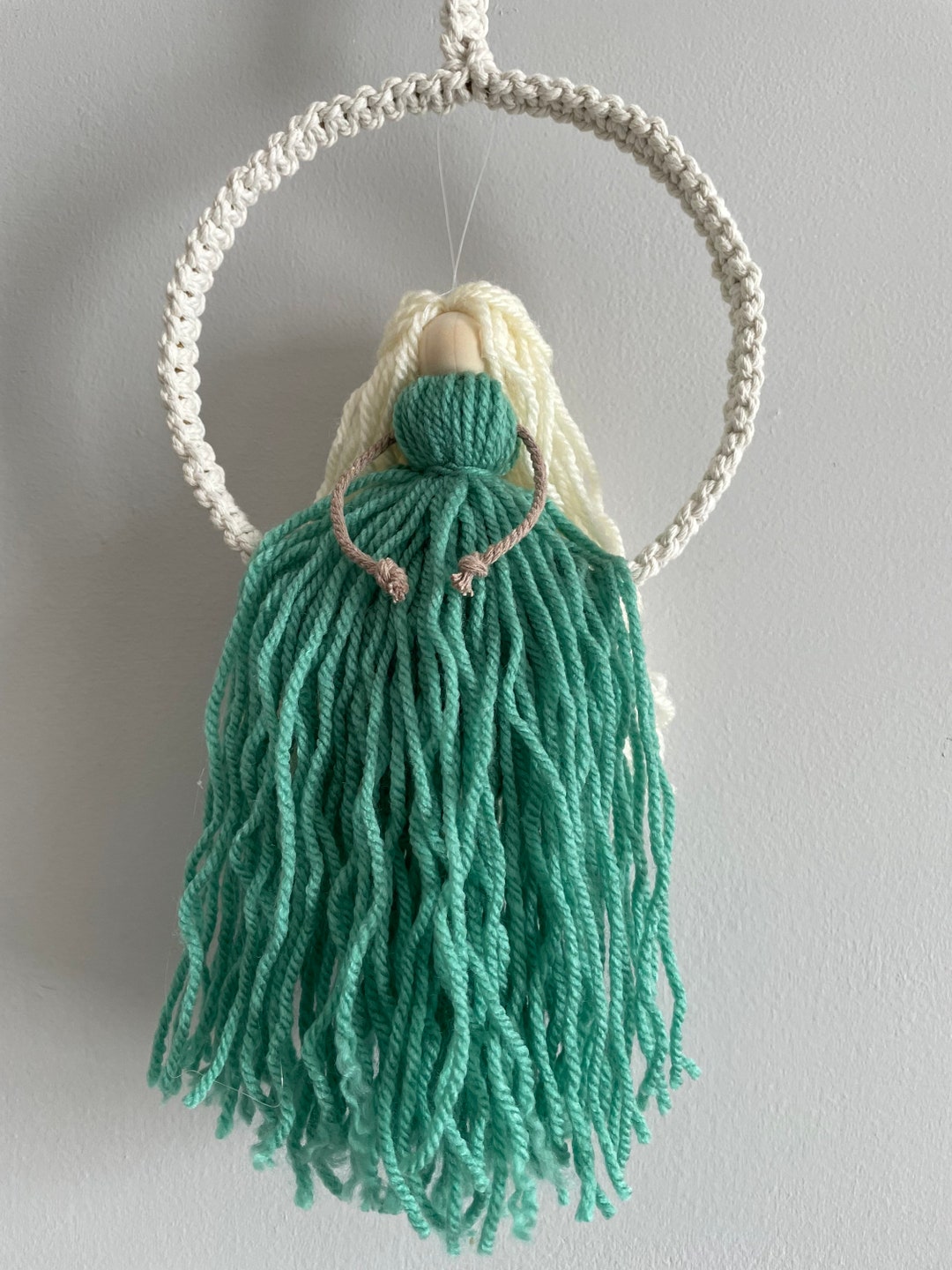 Beautiful Handmade Macrame Doll/girl Sat on Macrame Hoop, Wall Hanging ...