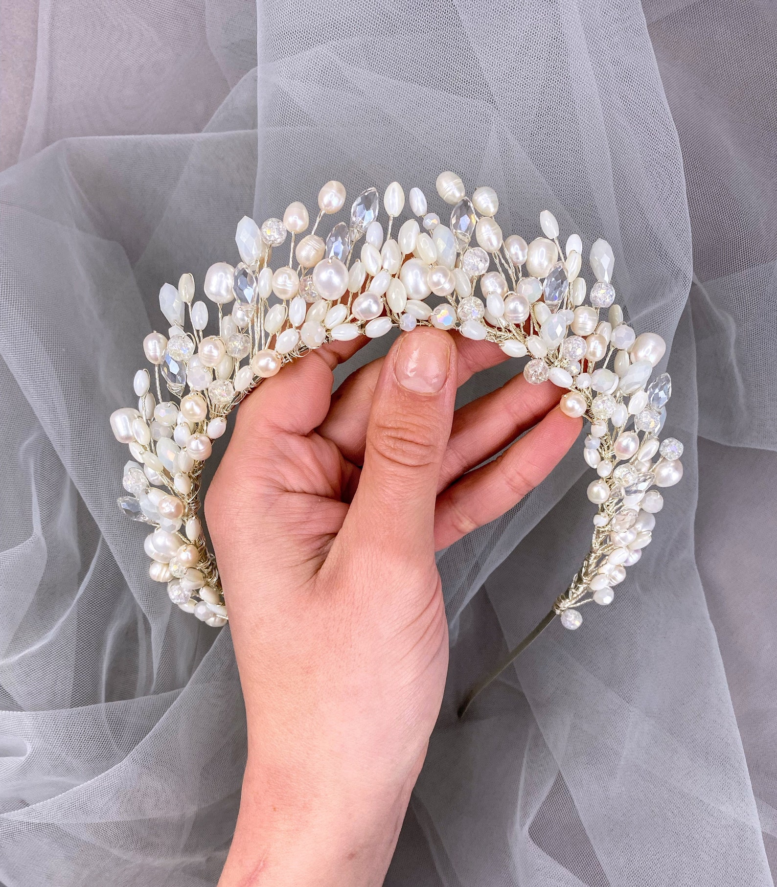 Pearl Crown Bridal Crown Wedding Crown Bridal Tiara Wedding - Etsy