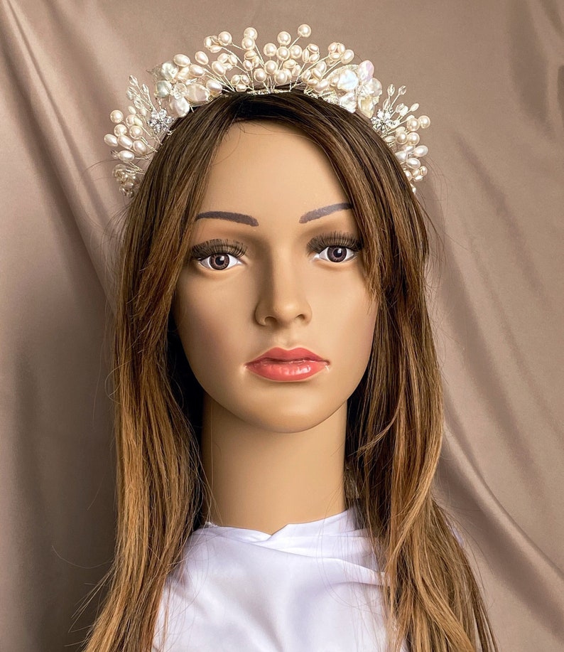 Floral Pearl Crown Bridal Crown Wedding Crown Bridal Tiara Wedding ...