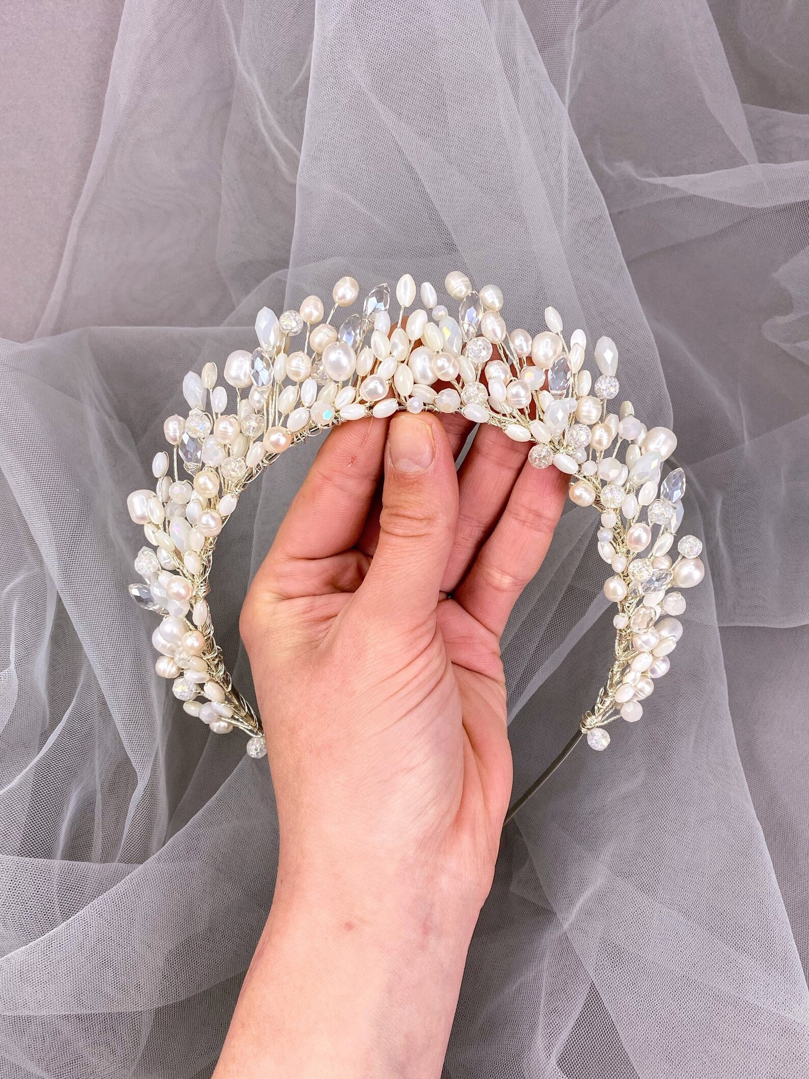 Pearl Crown Bridal Crown Wedding Crown Bridal Tiara Wedding - Etsy