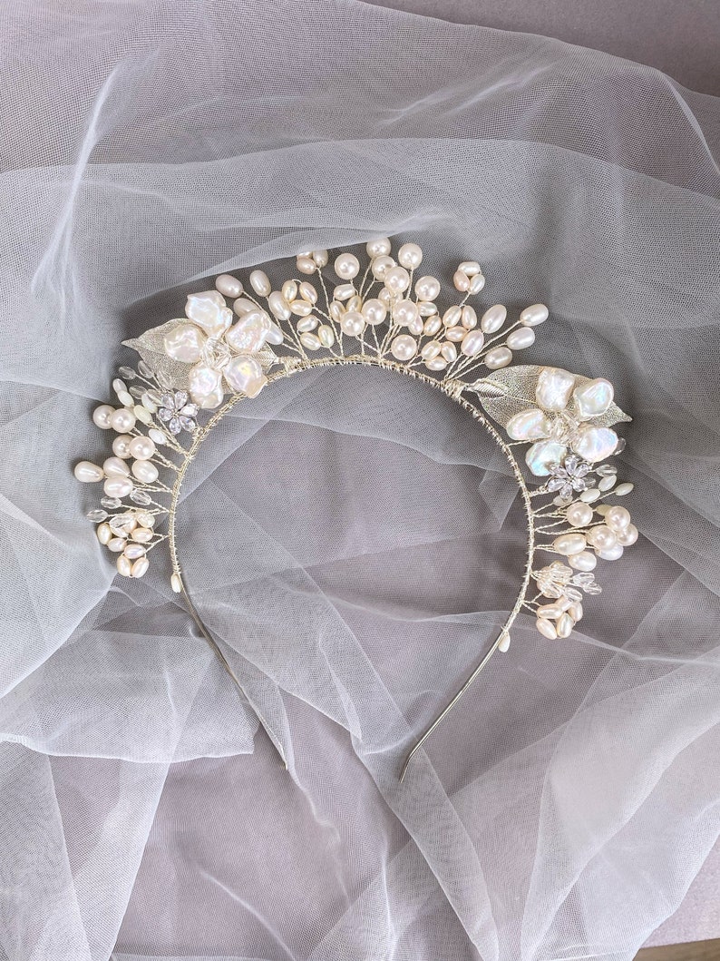Floral Pearl Crown Bridal Crown Wedding Crown Bridal Tiara Wedding ...