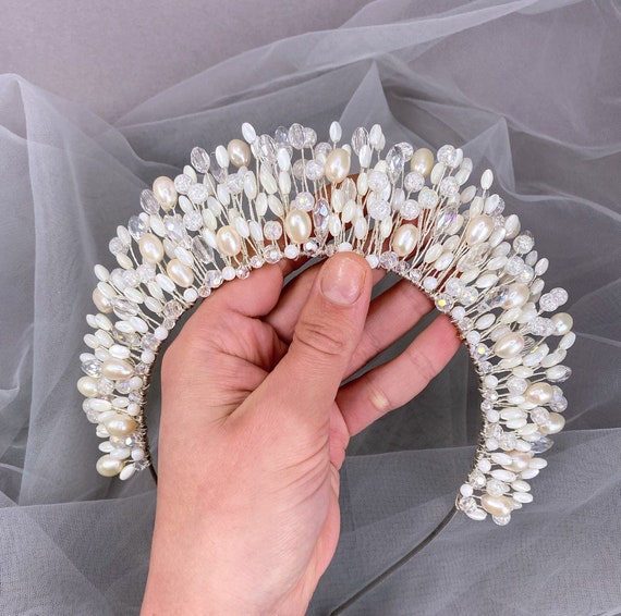 Pearl Crown Bridal Crown Wedding Crown Bridal Tiara Wedding - Etsy