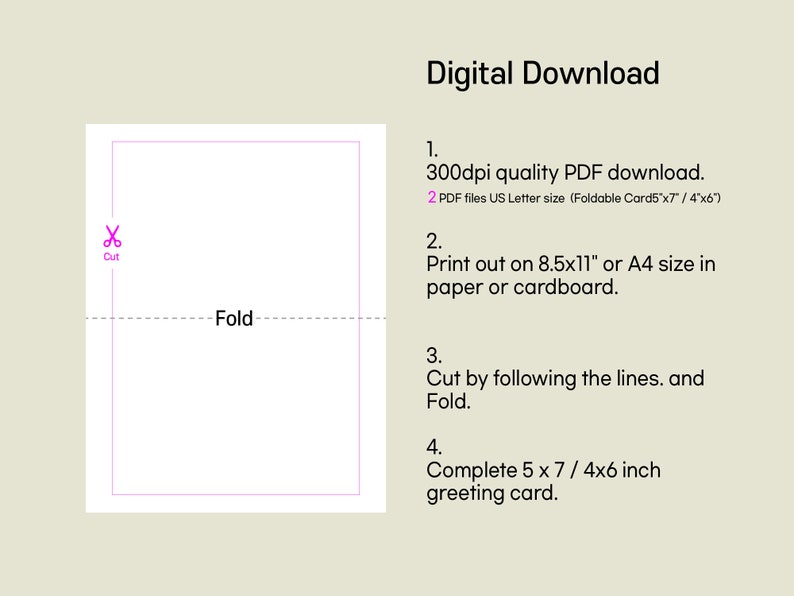 Happy Birthday Card, Printable Greeting Card, Digital Download, 5x7 and ...