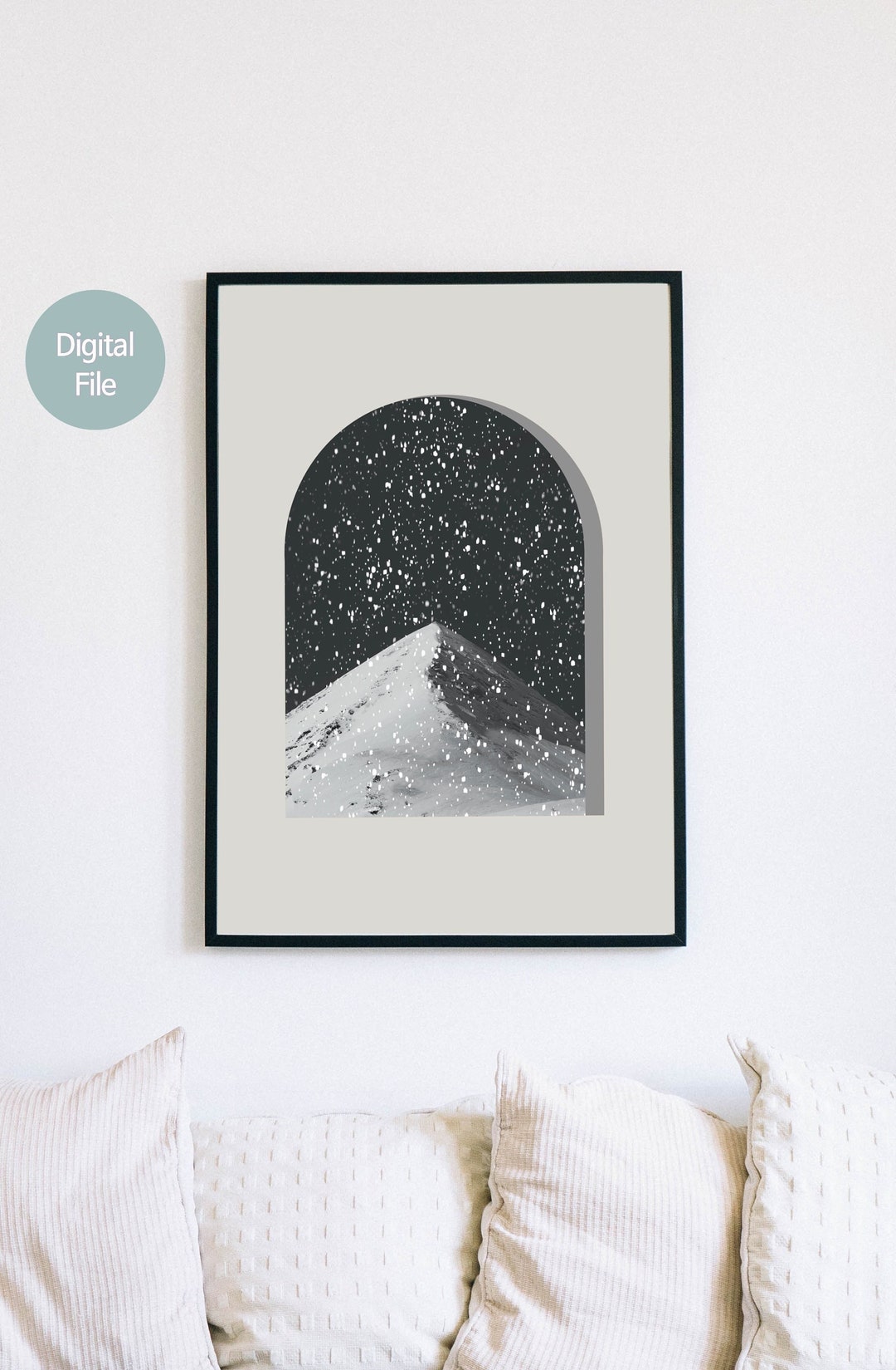Window Scene-snow MOUNTAIN Printable Wall Art Poster Home Decor Winter ...