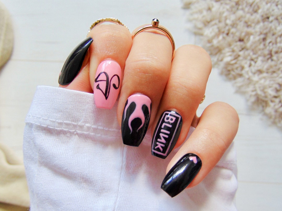 BLACKPINK K-pop Nails | 10 Press on Nails | Artificial Nails - Etsy
