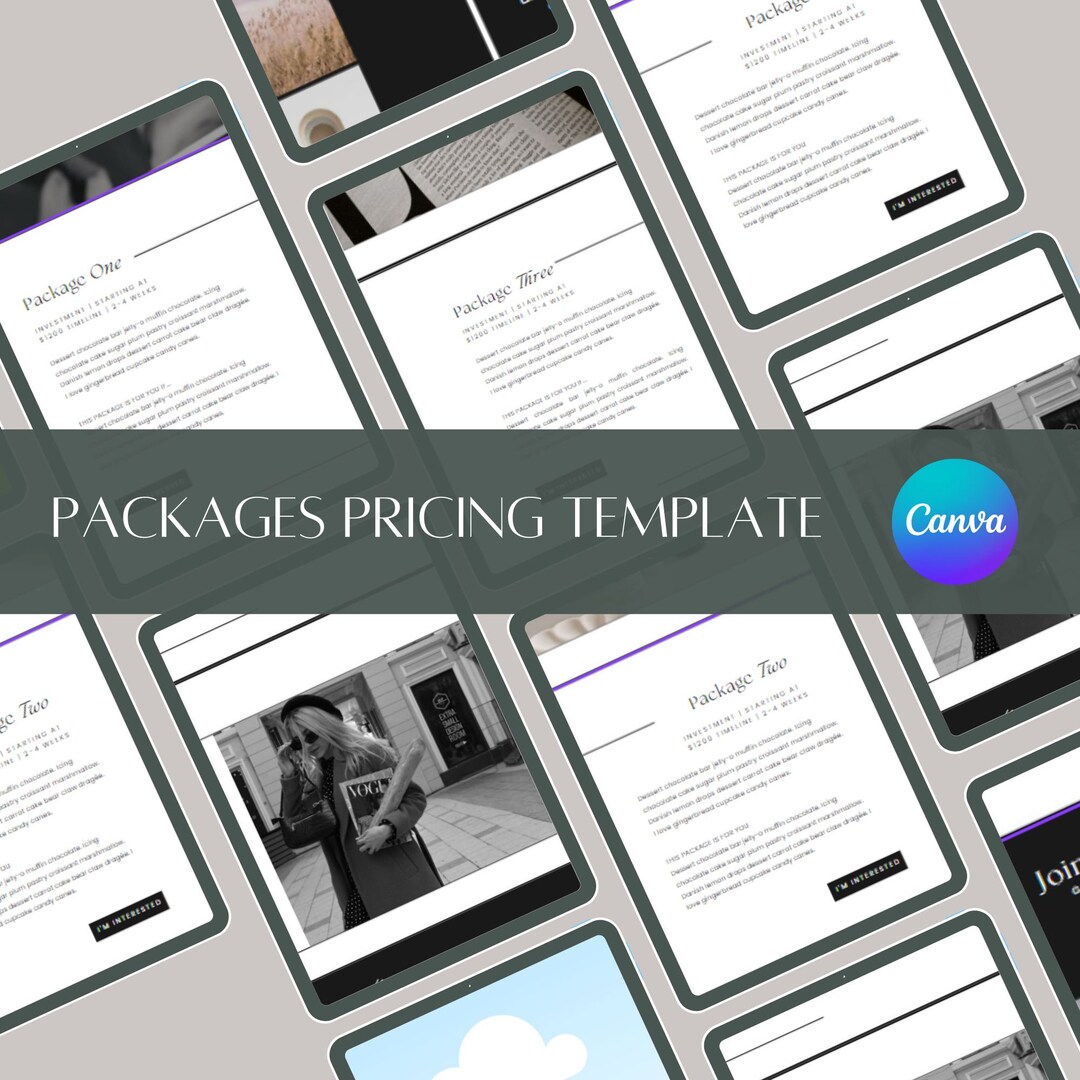 Premium Packages Pricing Canva Template Customizable Pricing - Etsy