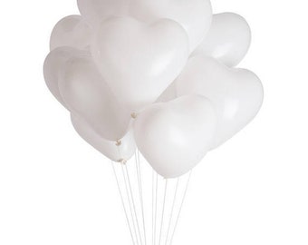 White Heart Balloons - Etsy