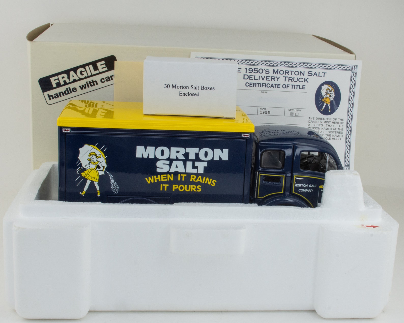 1950's Morton's Salt Delivery Truck, 1955 White, Diecast, Danbury Mint ...
