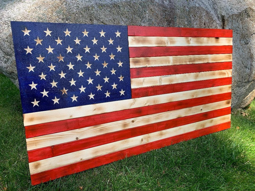 LARGE Rustic American Flag (37" X 20") - Etsy