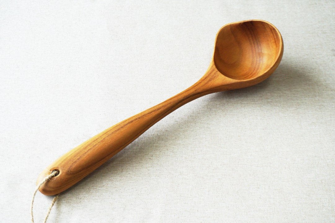 Handmade Golden Teak Ladle - Unique Wood Kitchen Utensil | Wooden ...