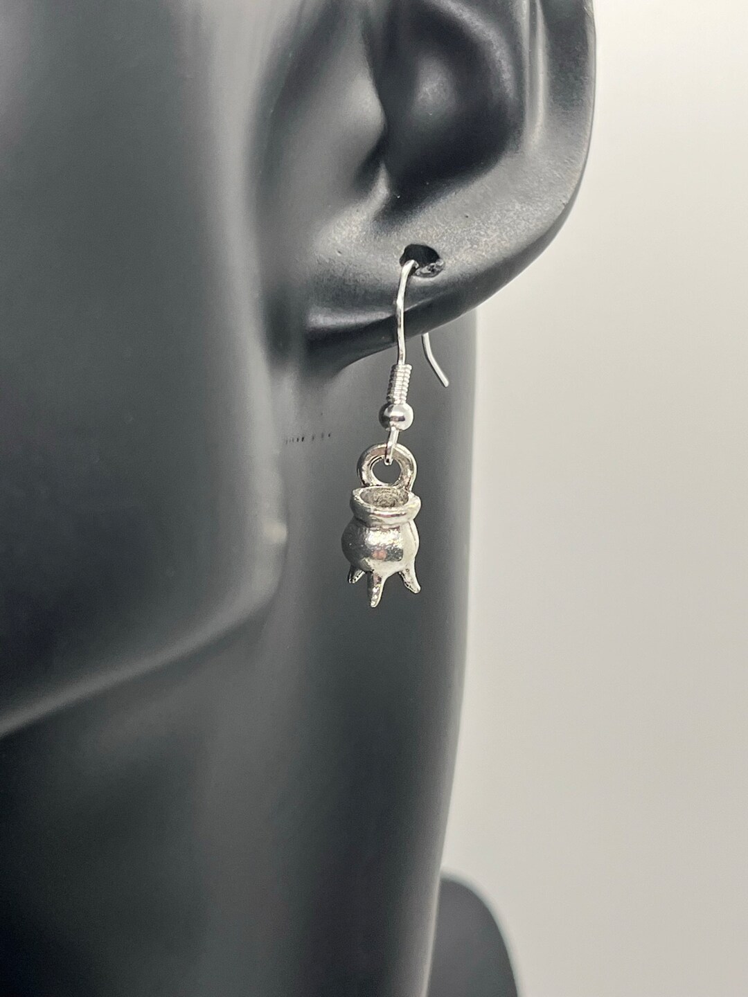 Dainty 3D Silver Cauldron Dangly Earrings With 925 Sterling Silver ...