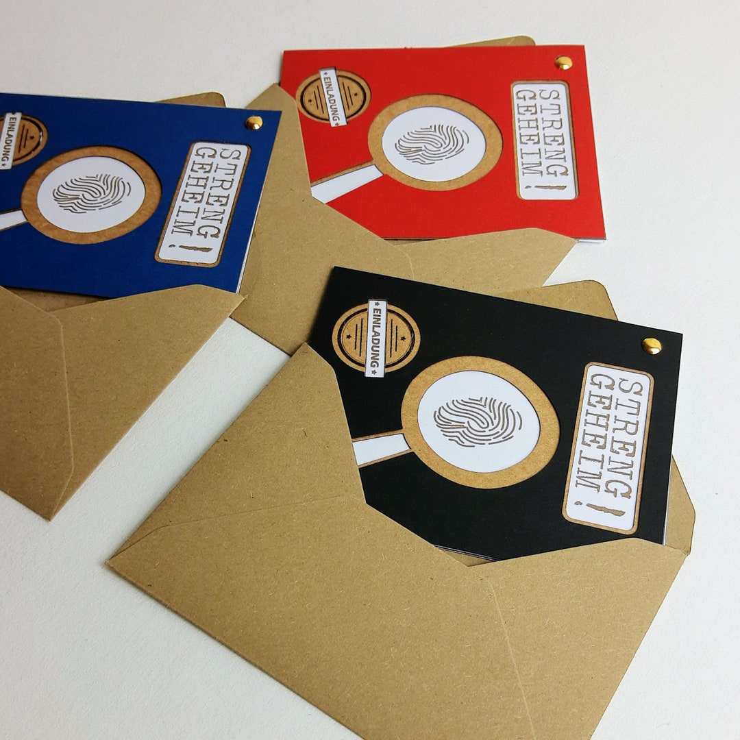 Invitation Detective With Envelope/children's Birthday Agent Party ...