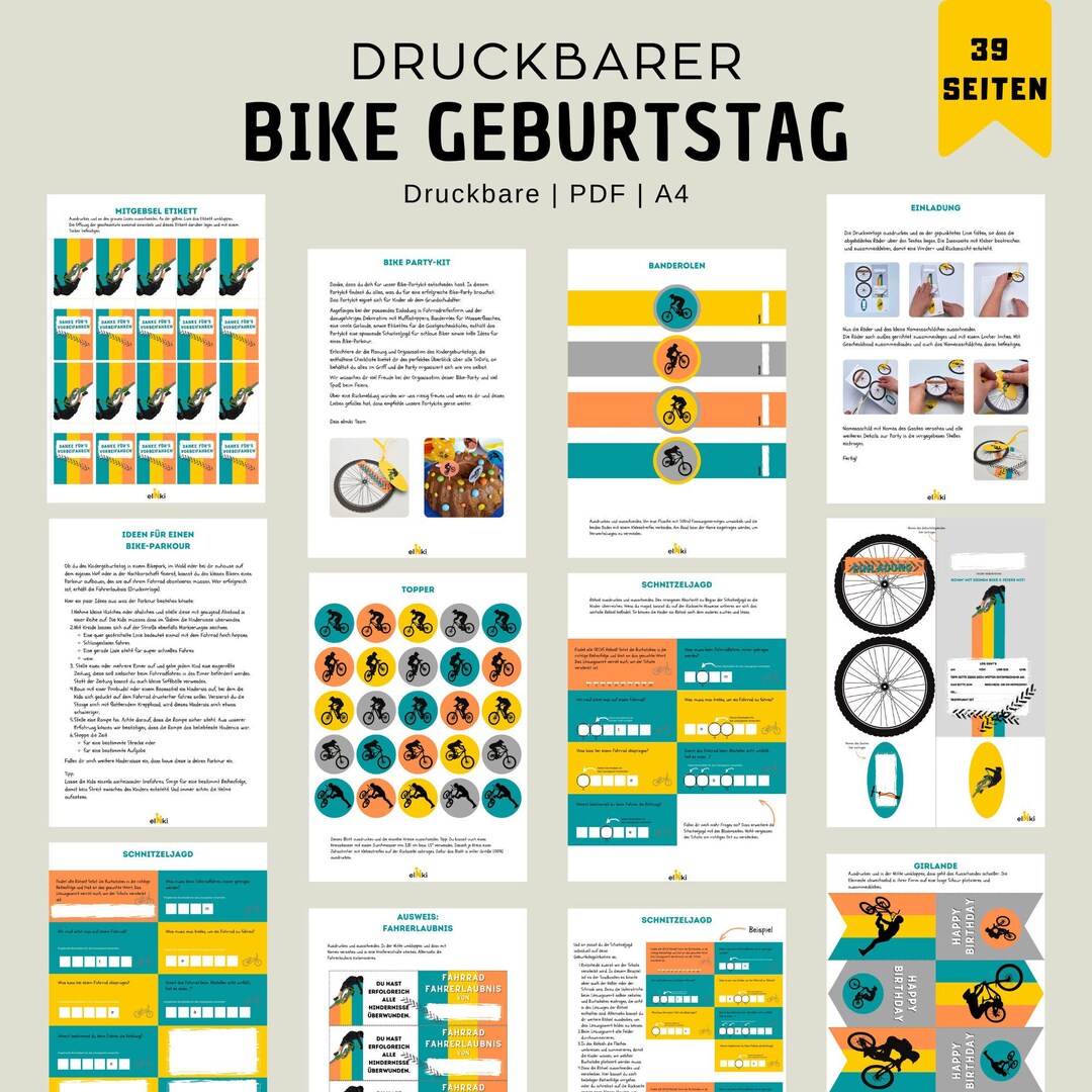Printable Bike Birthday Bicycle Children's Birthday Bicycle Tour Party ...