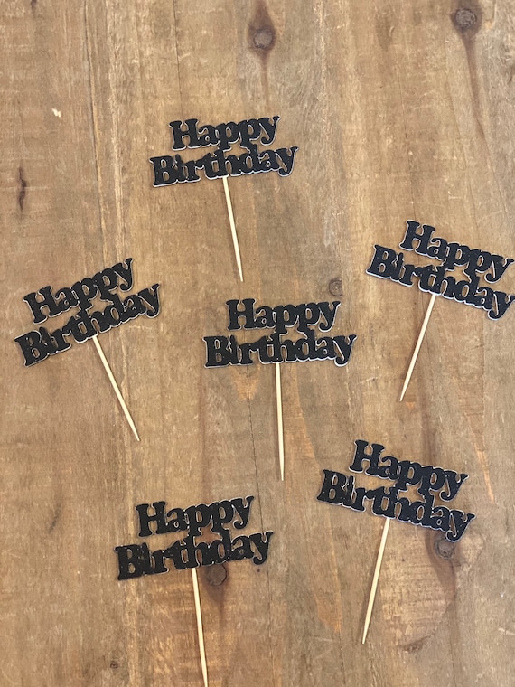 Happy Birthday Cupcake Topper Double Sided 12 Pc Birthday - Etsy