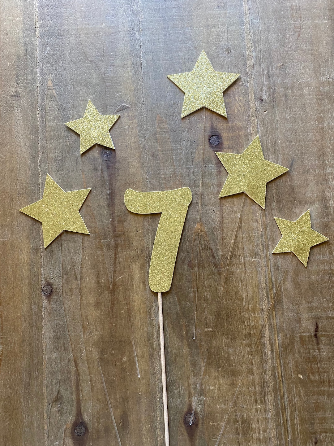 Number Birthday Cake Topper With Stars, Double Sided, Numbers, Birthday ...