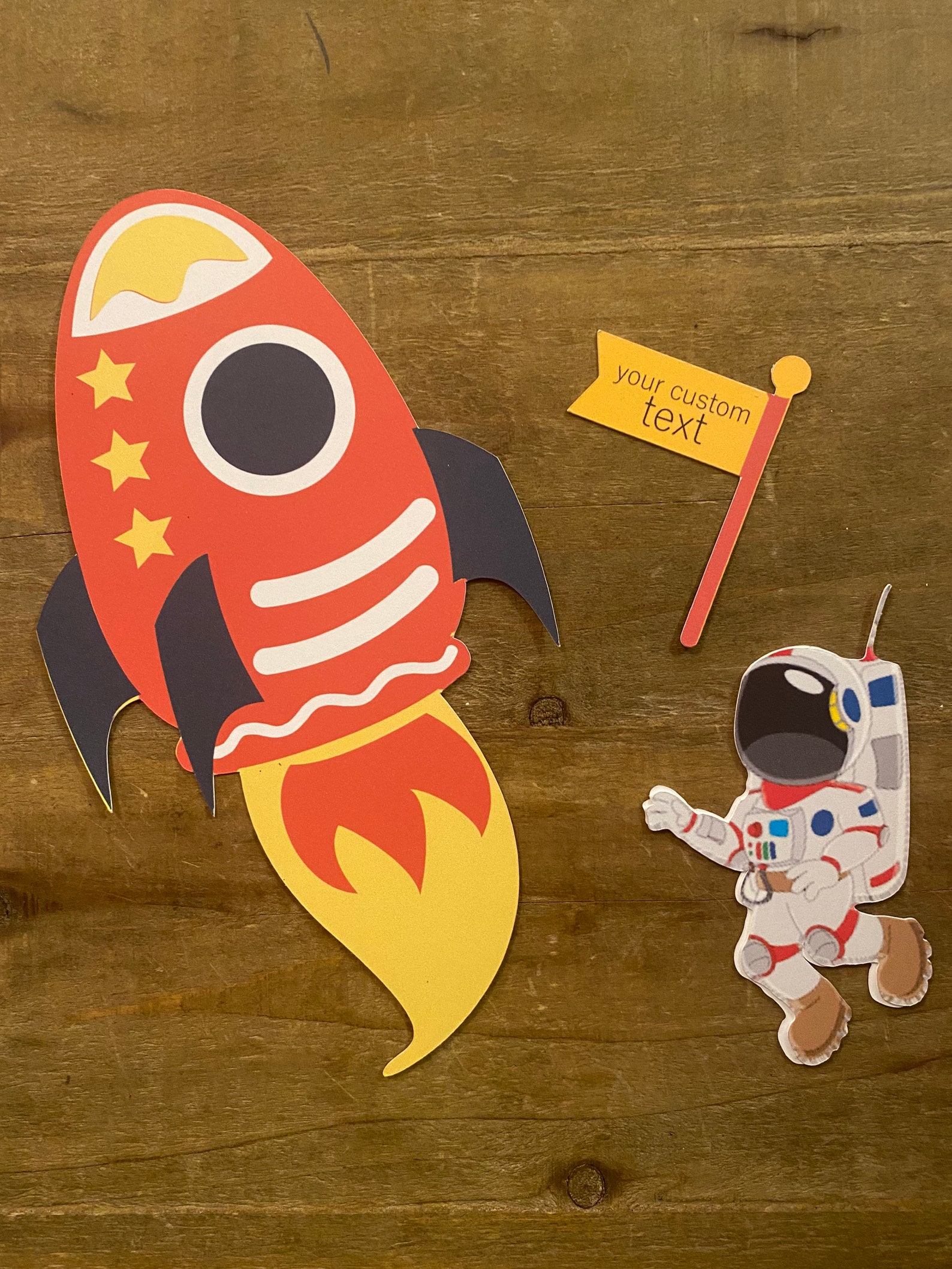 Rocket and Astronaut Came Topper Set, Double Sided, Kids Birthday Party ...