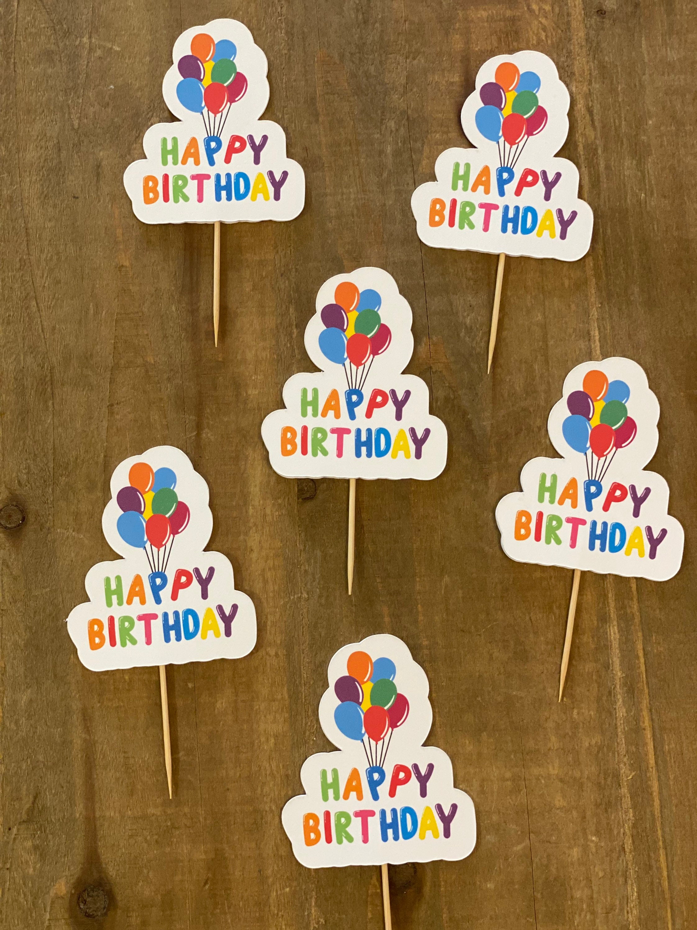 Happy Birthday Cupcake Toppers Double Sided Cupcake - Etsy