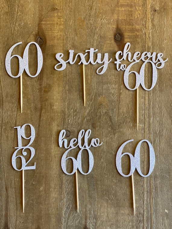 60th Birthday Cupcake Topper Double Sided Cupcake Topper - Etsy