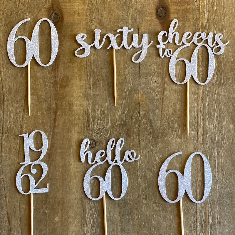 60th Cupcake Toppers - Etsy