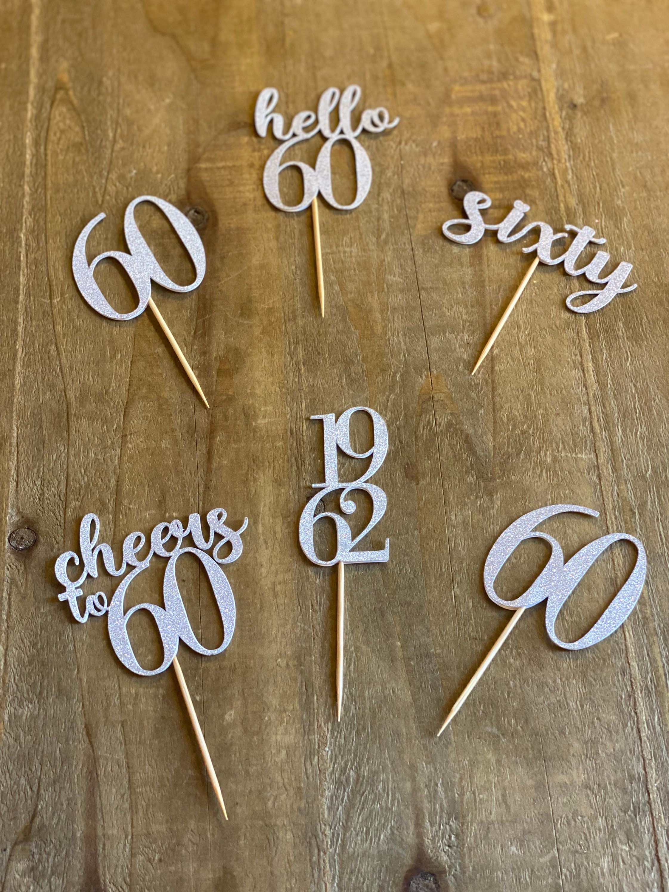 60th Birthday Cupcake Topper Double Sided Cupcake Topper - Etsy